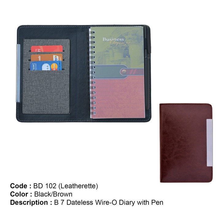 B 7 Dateless Wire-o Diary With Pen (154 Pages) Corporate Gifts Supplier ...