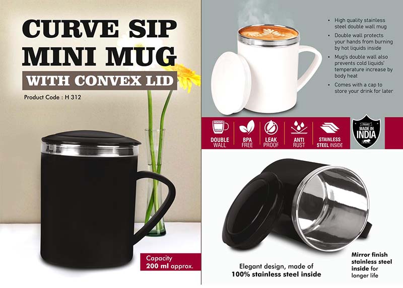 Curve Sip Mini Steel Mug With Convex Lid Corporate Gifts Supplier in ...